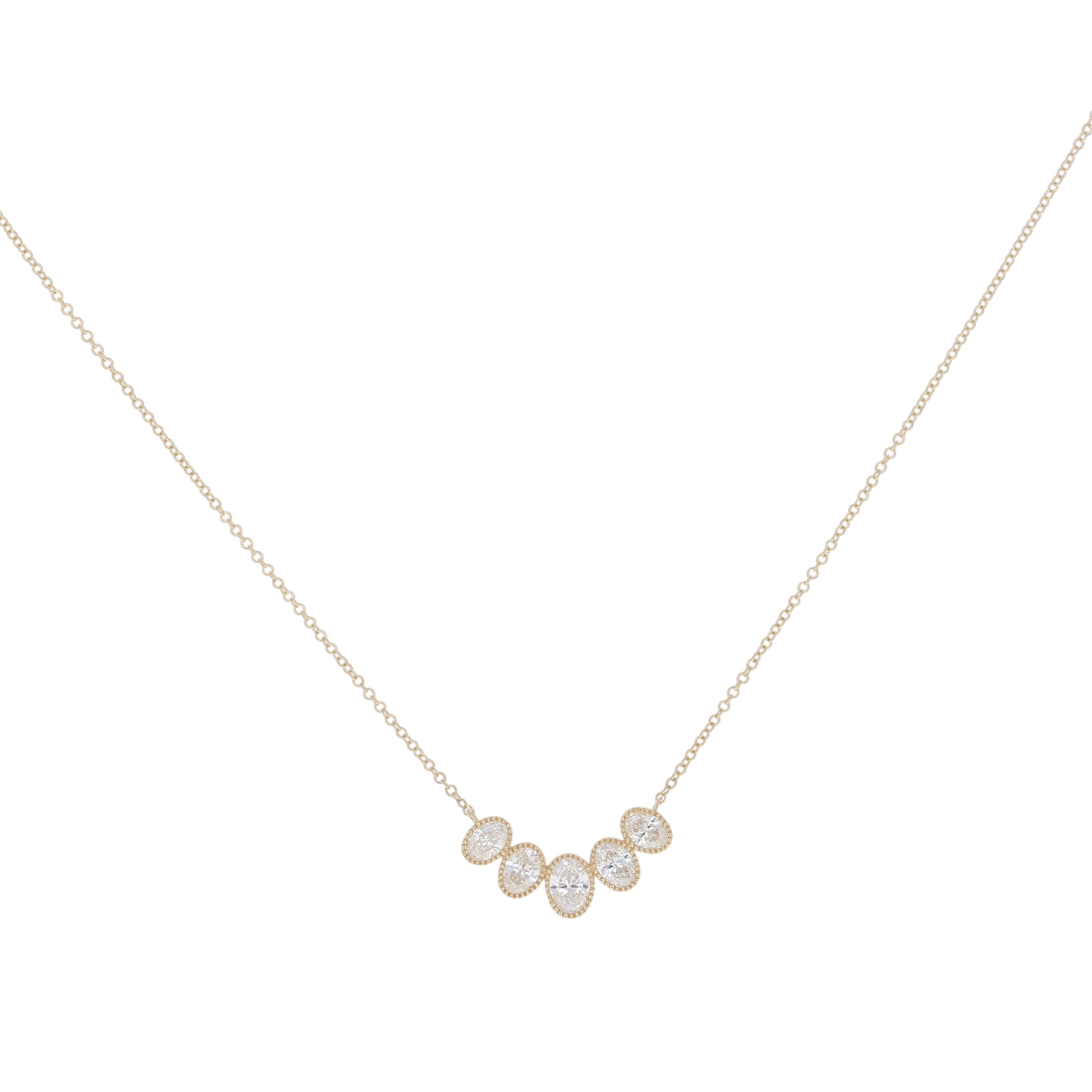 Graduated Oval Diamond Bezel Curve Bar Pendant – Bella Madre Jewelry